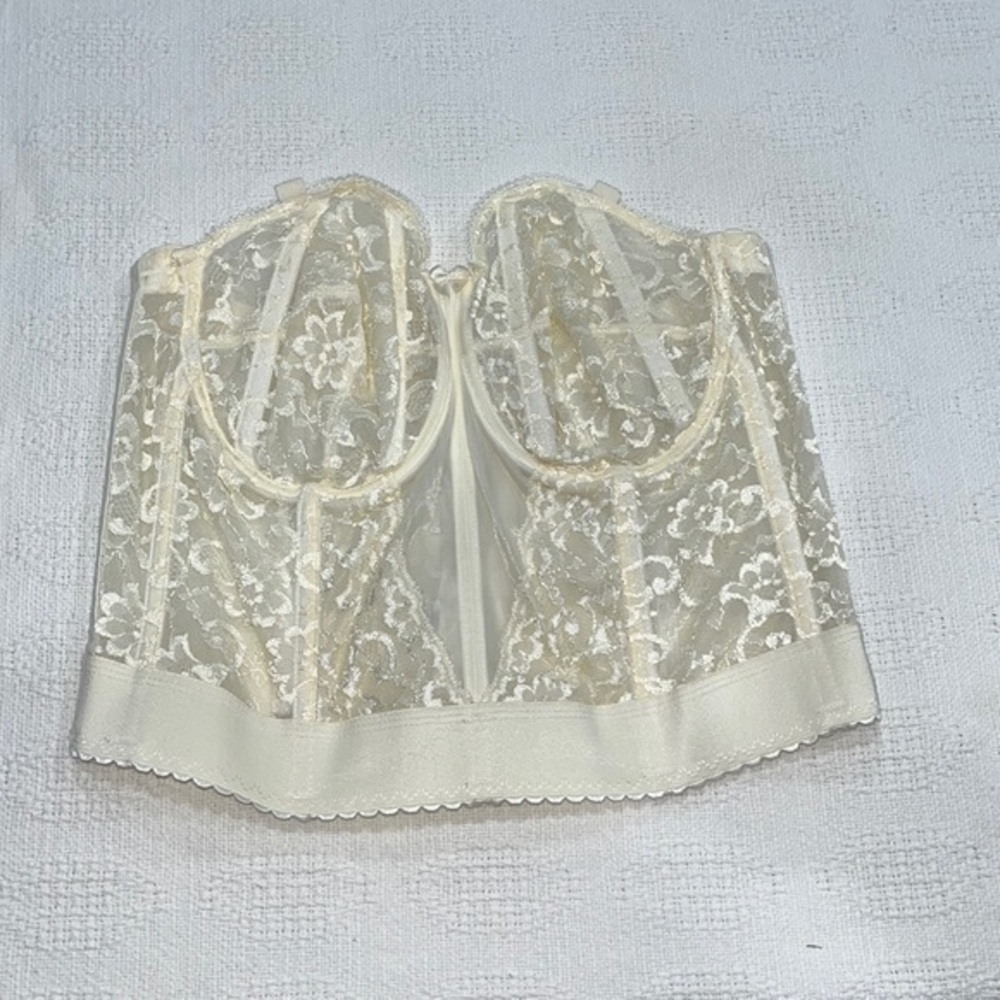 Goddess Bra Lace Bustier Longline Bra 40 D Cream Lace… - Gem